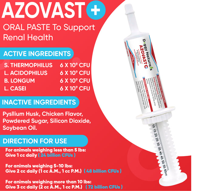 Oral Paste Azovast Plus Kidney Health Supplement for Dogs & Cats, Oral ...